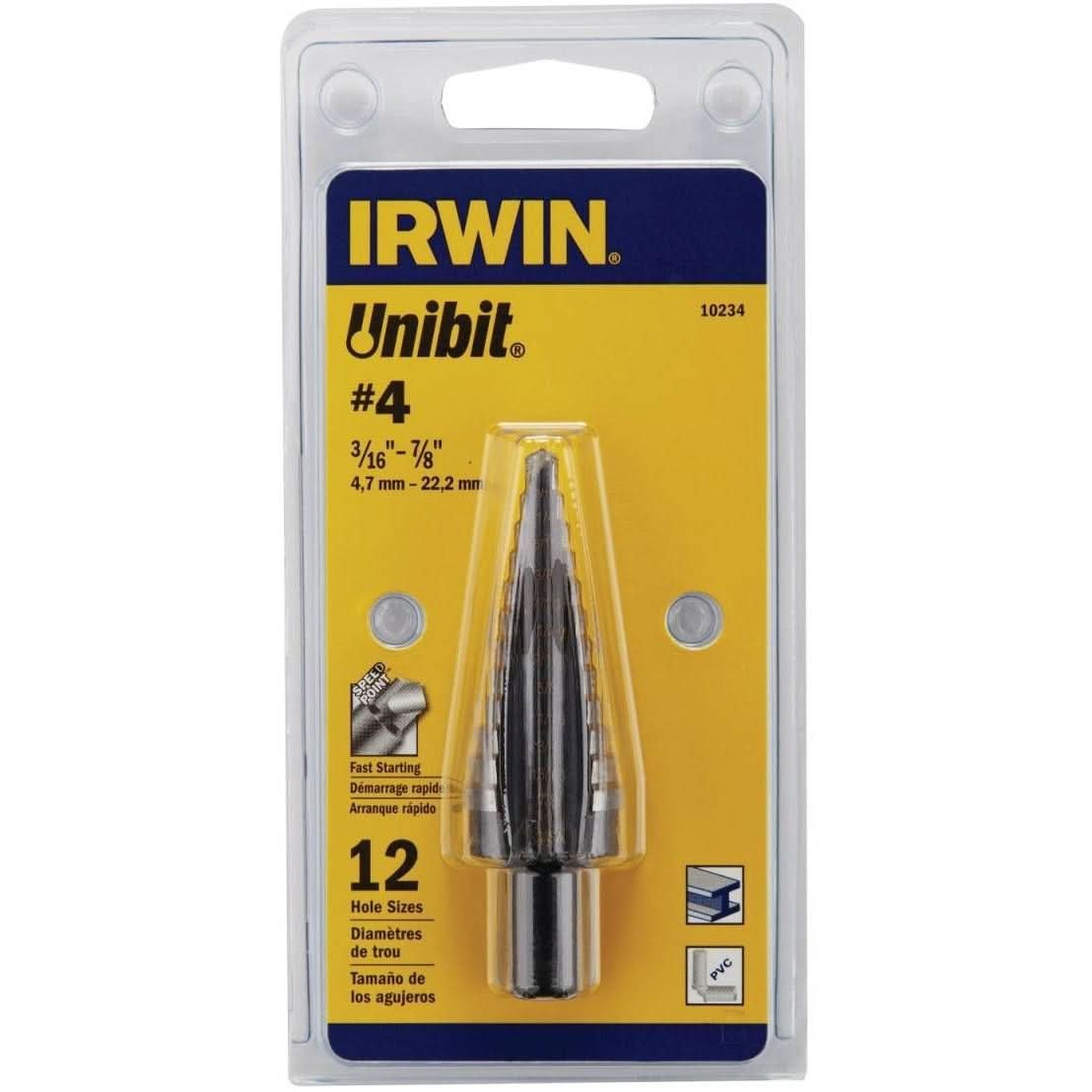 Irwin 10234 UNIBIT HSS #4 12 Step Drill Bit 3/16-in. - 7/8-in. – Tool Nut