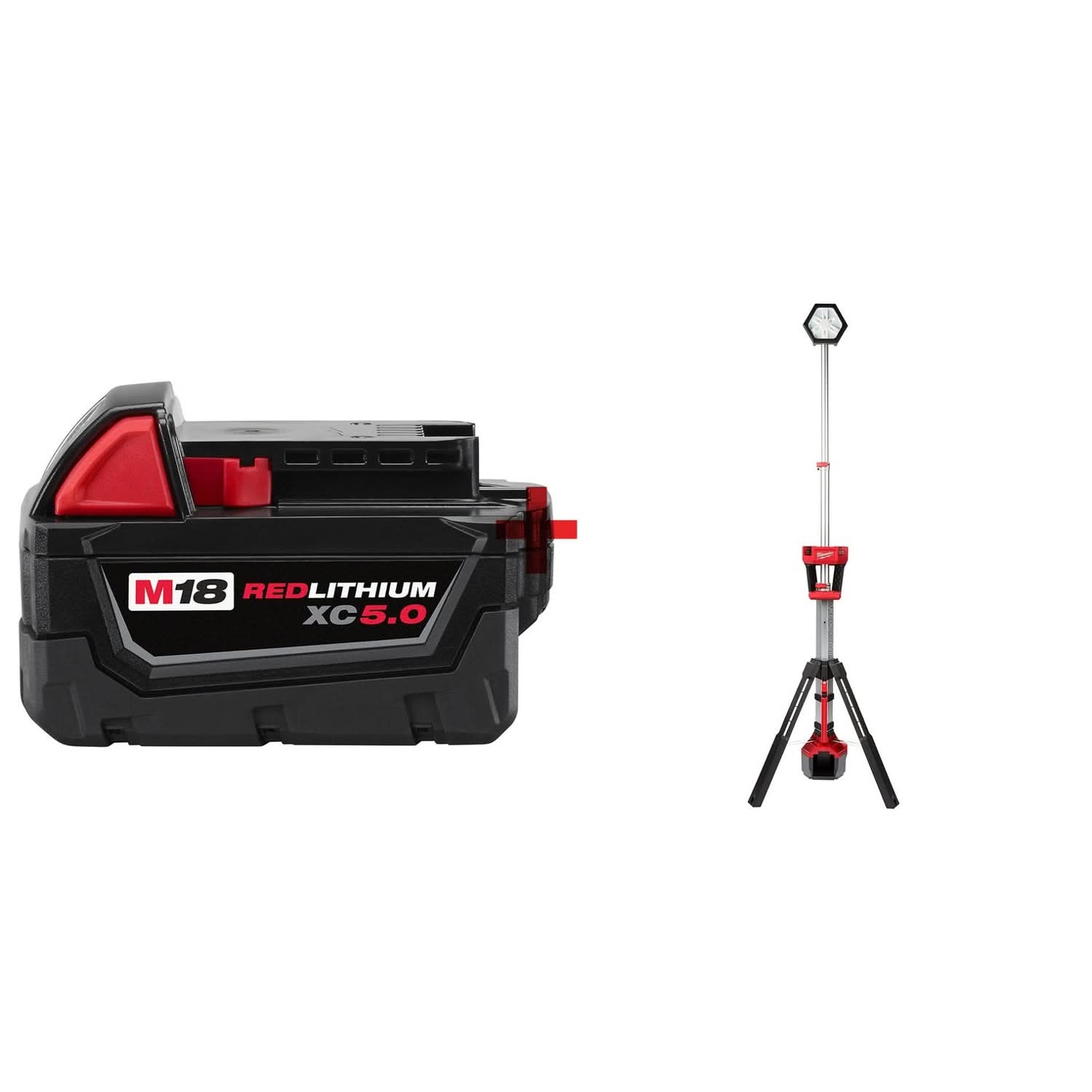 Milwaukee M18 Cordless / Corded ROCKET 2500-Lumen Tower Light and 5.0A ...