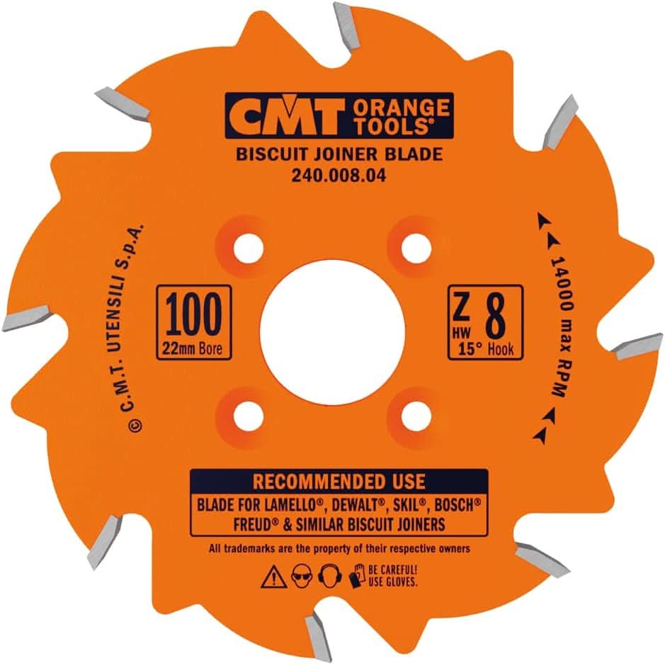 CMT Woodworking Cutting Tools 240.008.04 4 in. 8-Tooth Biscuit Joiner ...