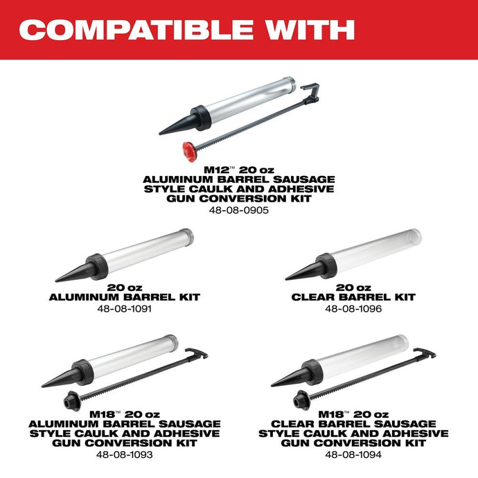Milwaukee 2442-21 M12 20oz. Aluminum Barrel Sausage Style Caulk and Ad ...