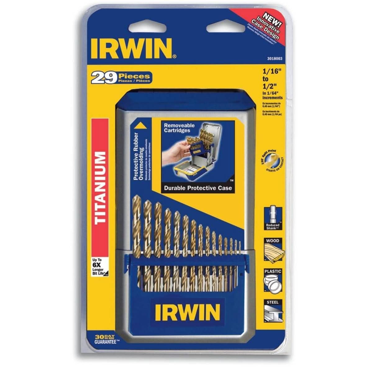 Irwin 3018003 Titanium Nitride Coating Metal Index Drill Bit 29 Piece ...