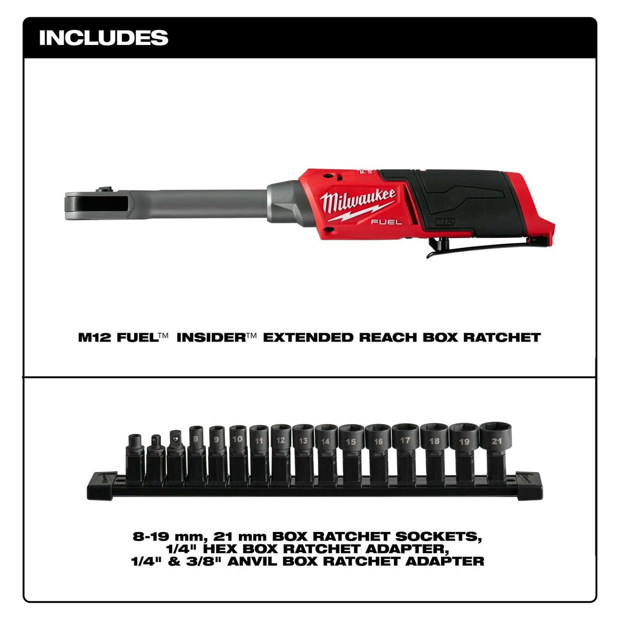 Milwaukee 3050-20 M12 FUEL INSIDER Extended Reach Box Ratchet – Tool Nut