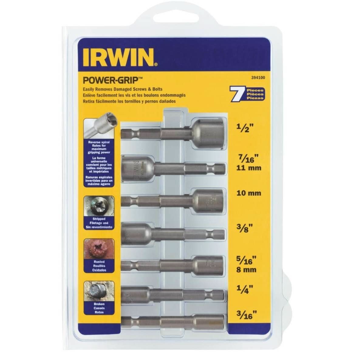 Irwin 394100 HANSON POWER-GRIP Screw Extractor Set 7 Piece Set – Tool Nut