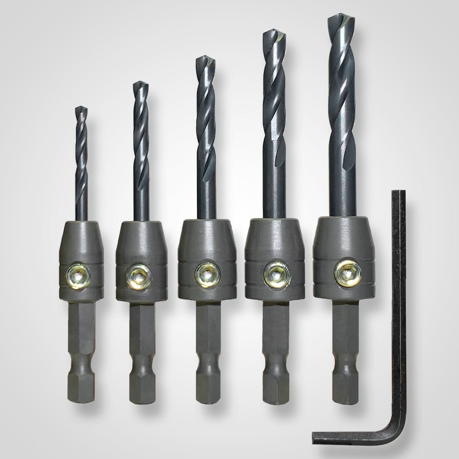 Snappy Tools 40022 5-Piece Ironman Drill Bit Adapter Set, 1/4" Hex Pow ...