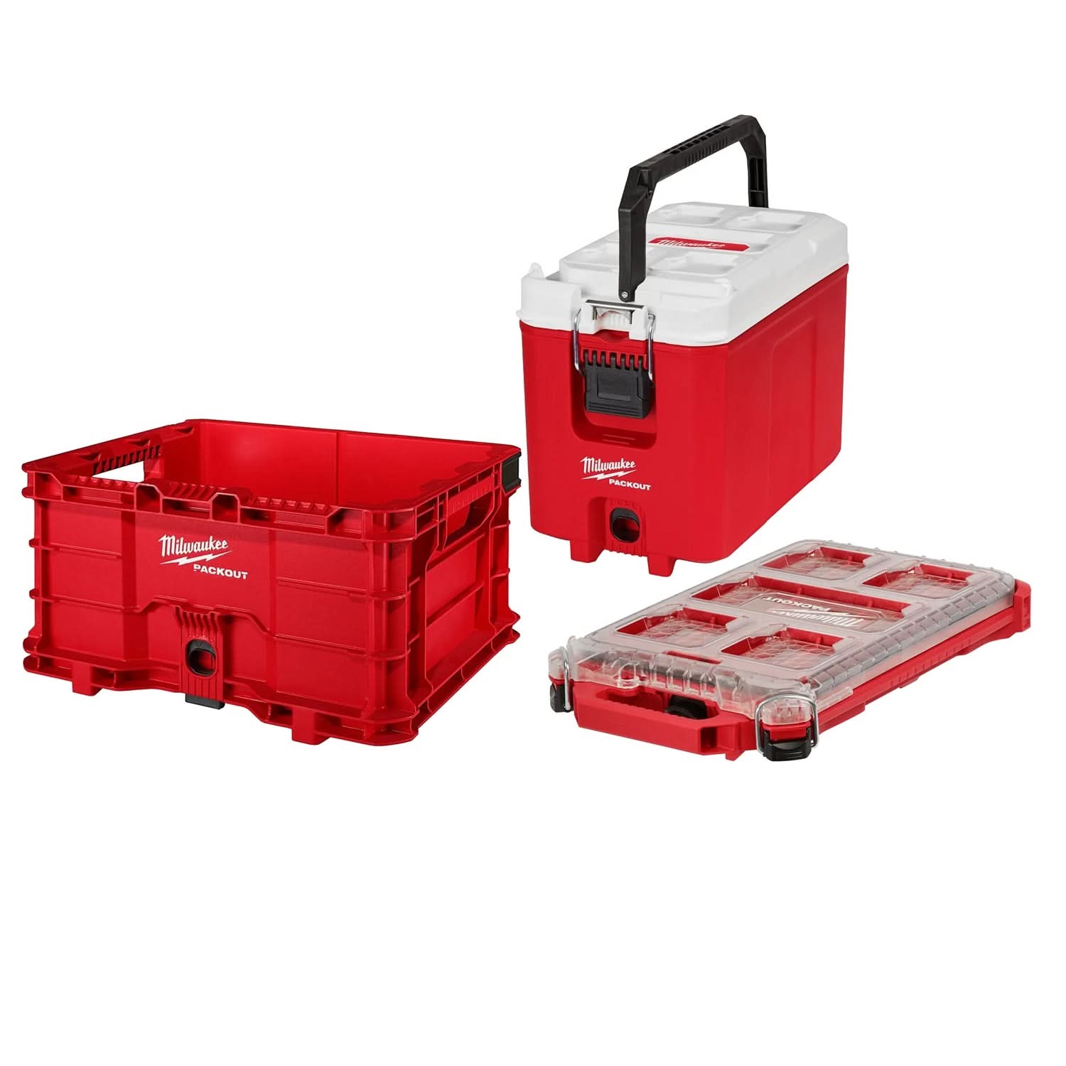 Milwaukee PACKOUT 16-Quart Compact Cooler with PACKOUT Crate and PACKO ...