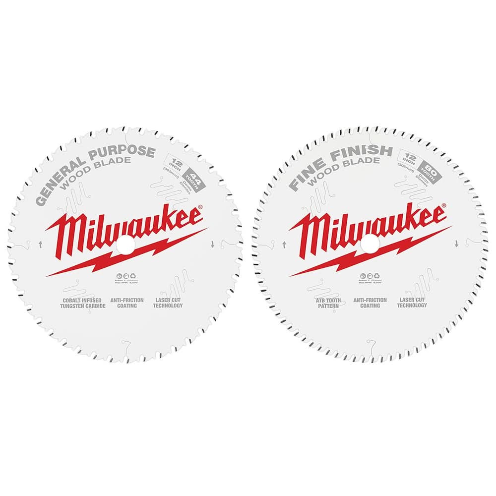 Milwaukee 48-40-1232 12 in. 44-Tooth + 80-Tooth Two-Pack Circular Saw ...