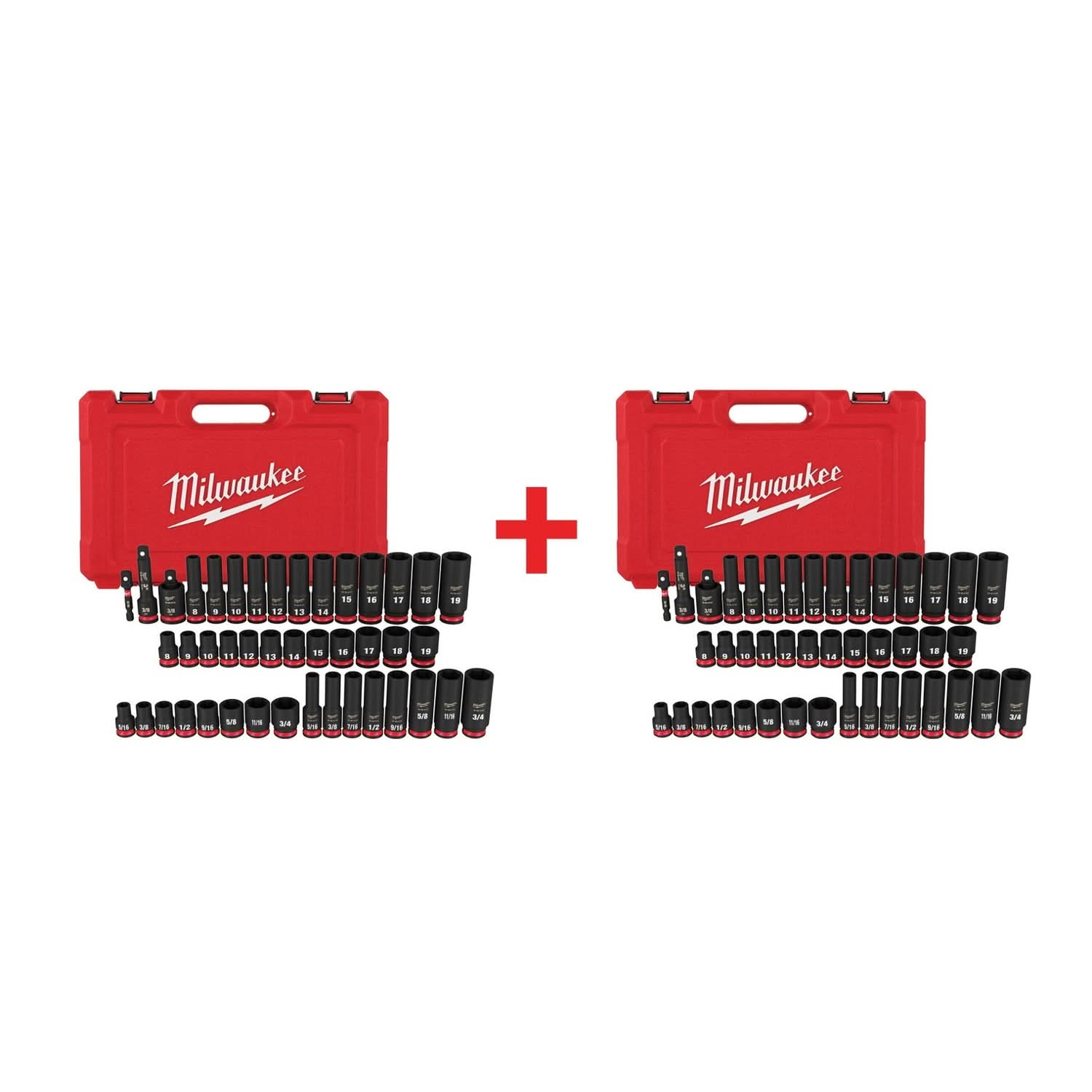 Milwaukee 43-Piece SHOCKWAVE 3/8-Inch Drive SAE & Metric Deep 6-Point ...