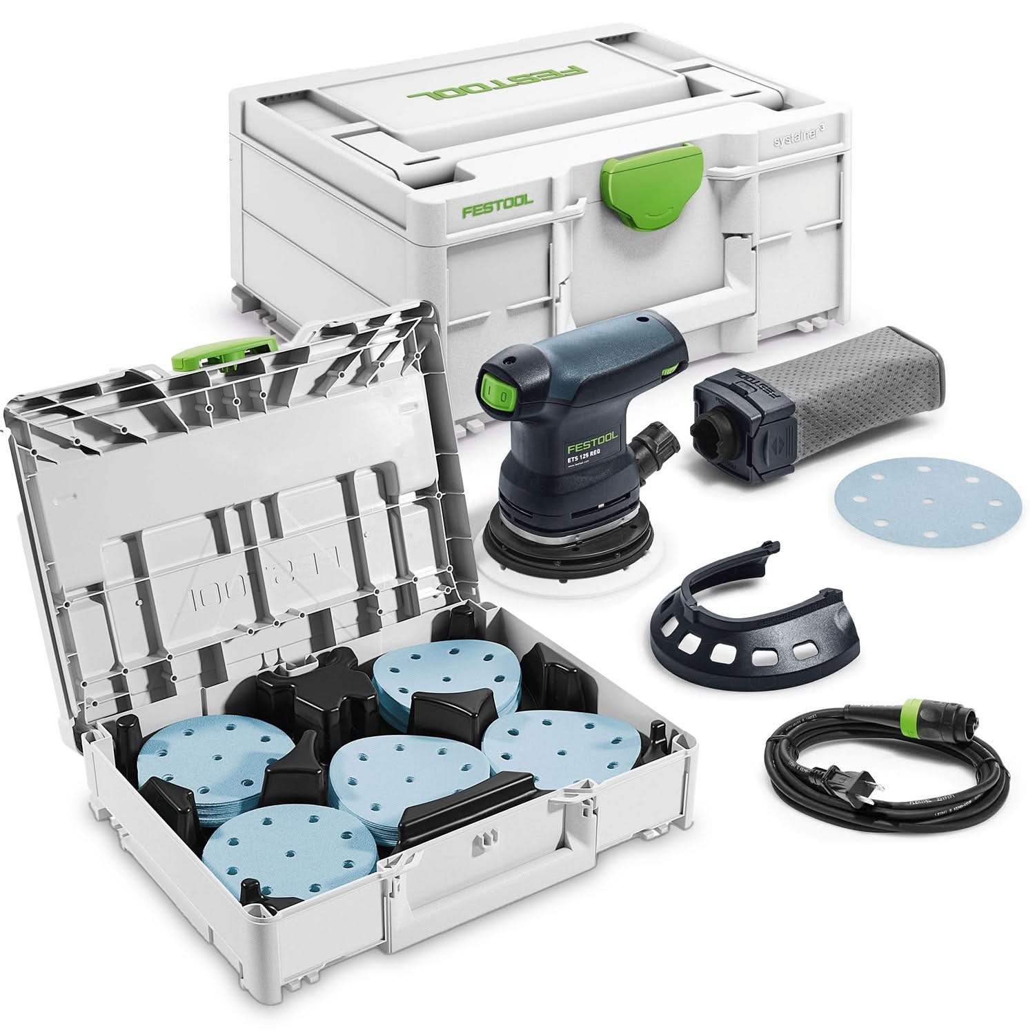Festool ETS 125 REQ-Plus 125mm (5") Random Orbital Sander Set w/ Grana ...