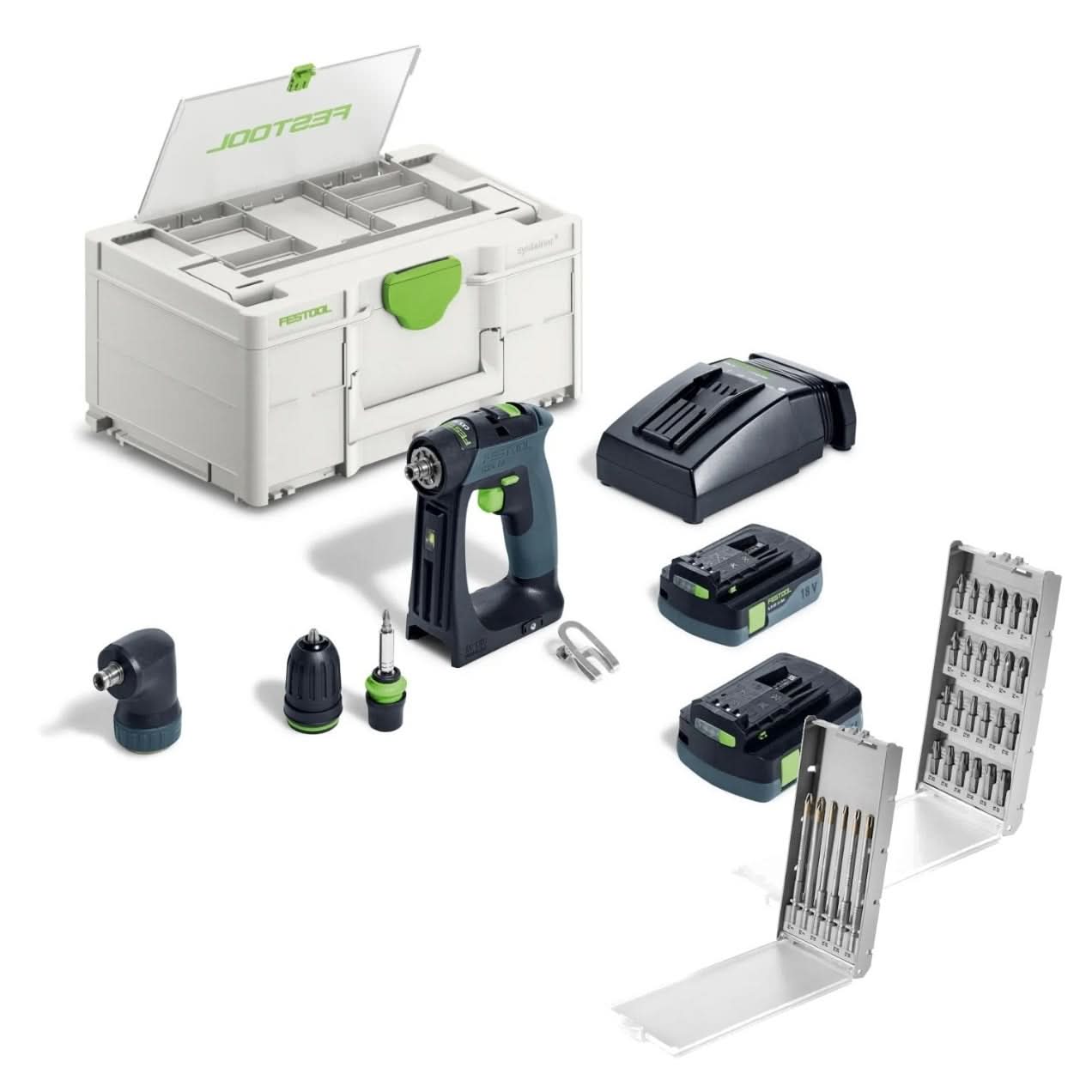 Festool CXS 18 HPC 4.0Ah I-Set Cordless Drill Kit with 30-Piece Drill ...