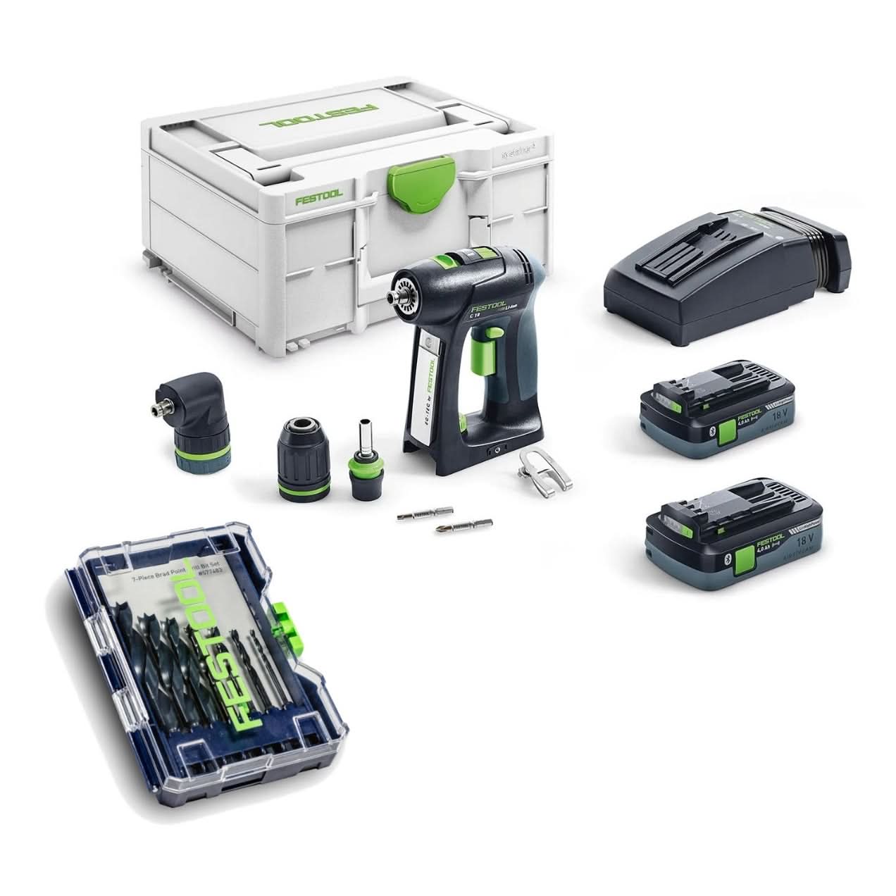 Festool C 18 Cordless Drill Bluetooth HighPower 4.0Ah Systainer3 Kit w ...