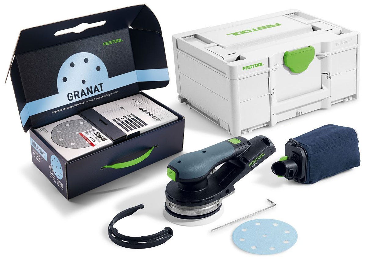 Festool Cordless 18V ETSC 2 125mm (5-in.) Sander w/ 60-Piece GRANAT Ab ...