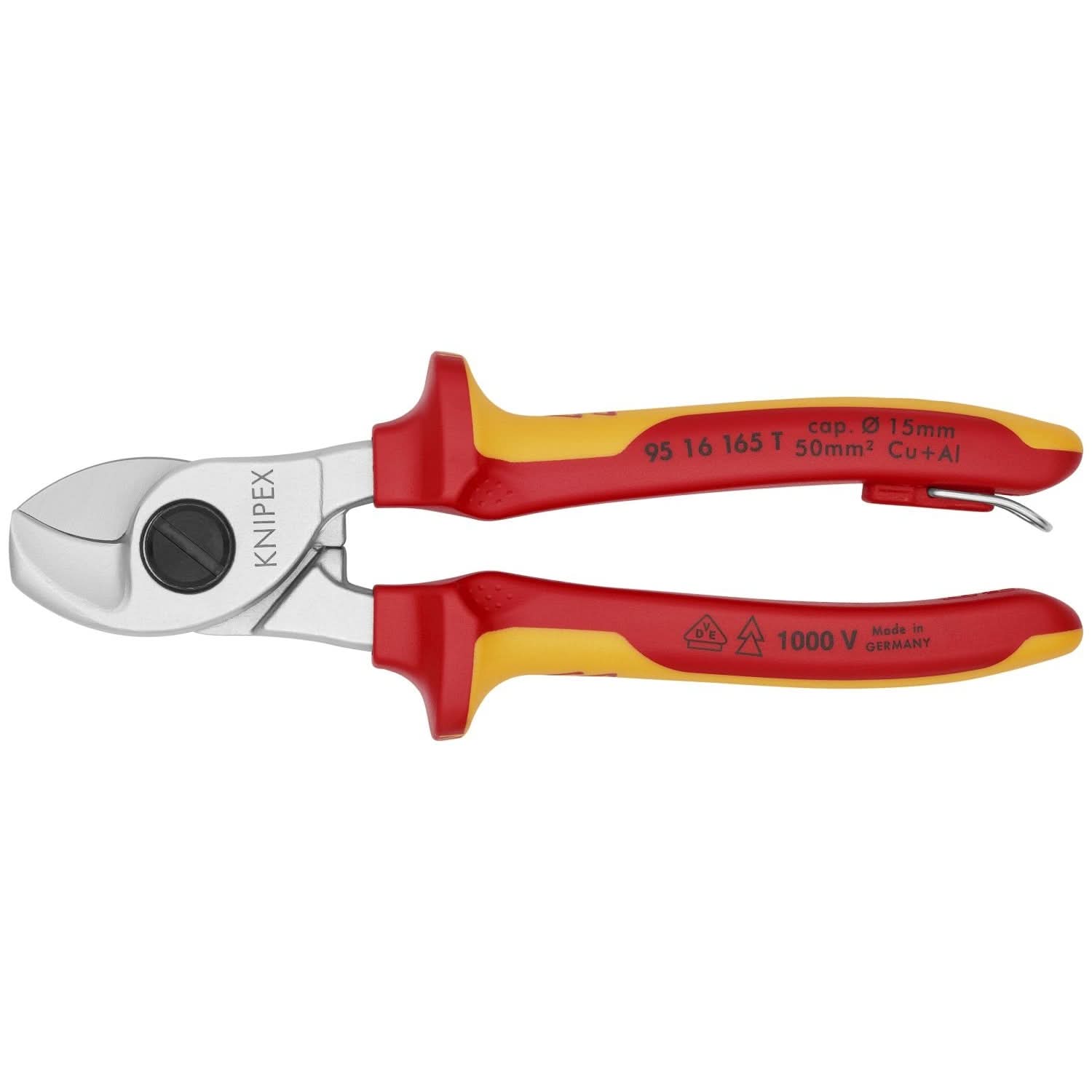 Knipex 95 16 165 T Cable Shears-1000V Insulated, Tethered Attachment ...