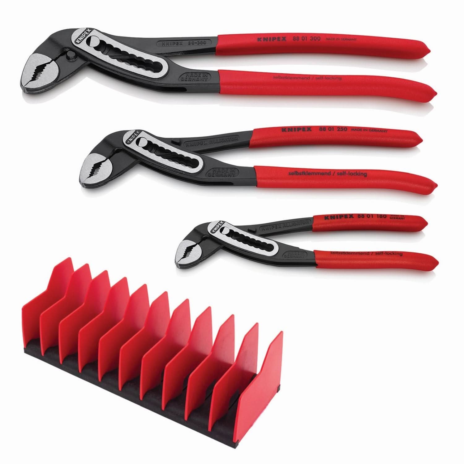 Knipex 9K 00 80 139 US 3 Pc Alligator Pliers Set with 10 Pc Tool Holde ...