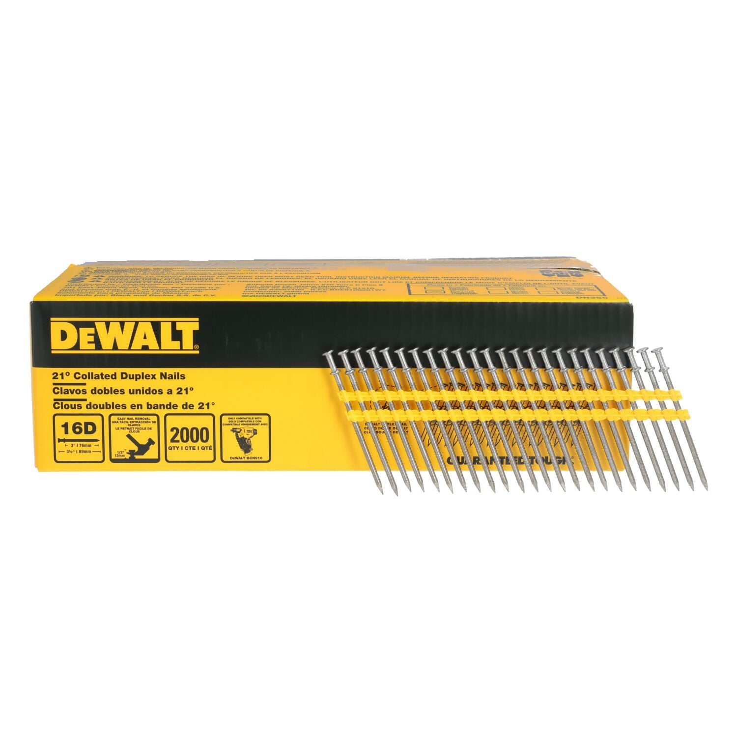 DeWALT DN350 21-Degree Collated Duplex Nails - 16D 3-1/2" x 0.131", 20 ...