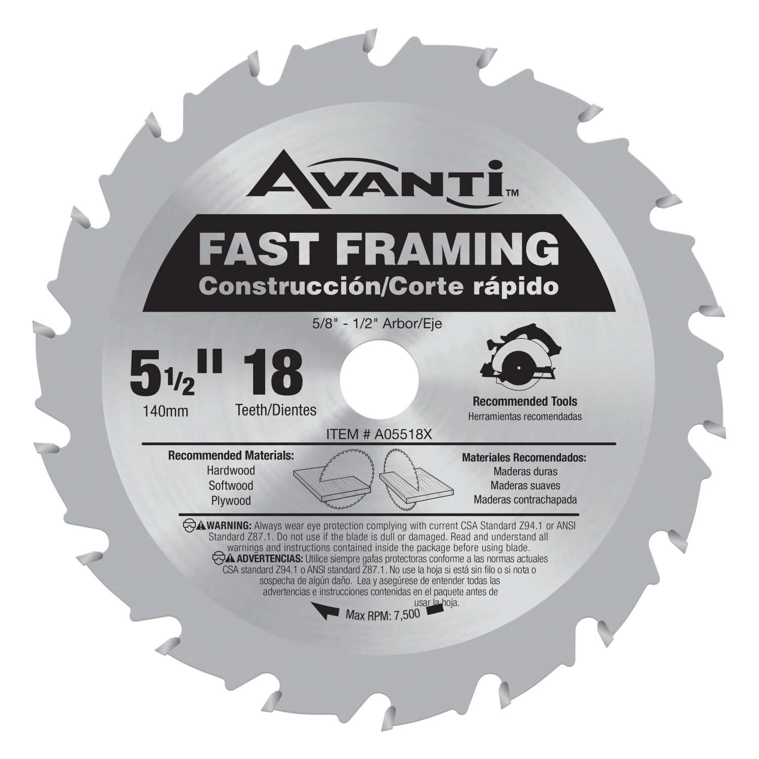Avanti A05518X 5-1/2 in. x 18 Tooth Fast Saw Blade – Tool Nut