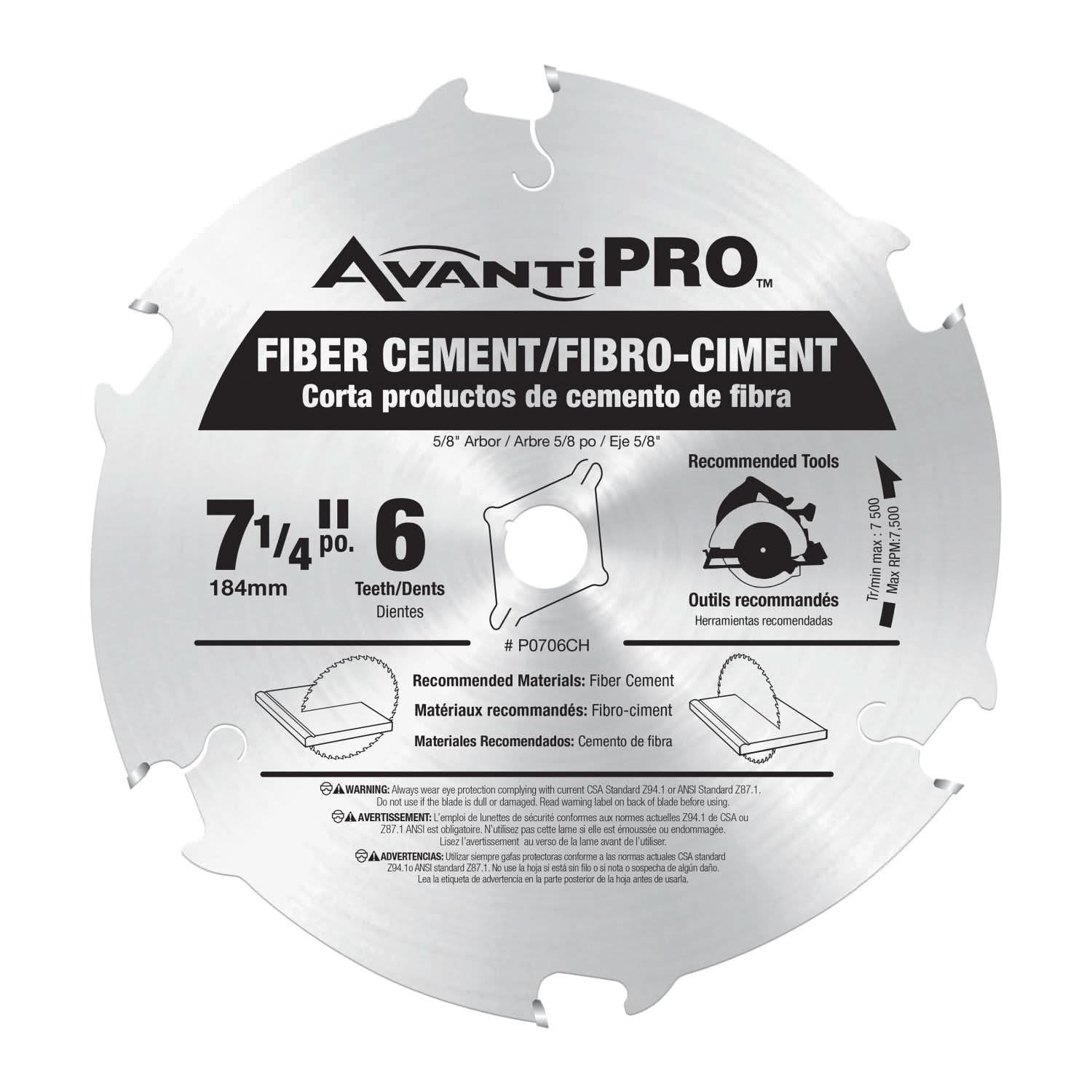 Avanti P0706CH PRO 7-1/4 in. Fiber Cement Blade Saw Blade – Tool Nut