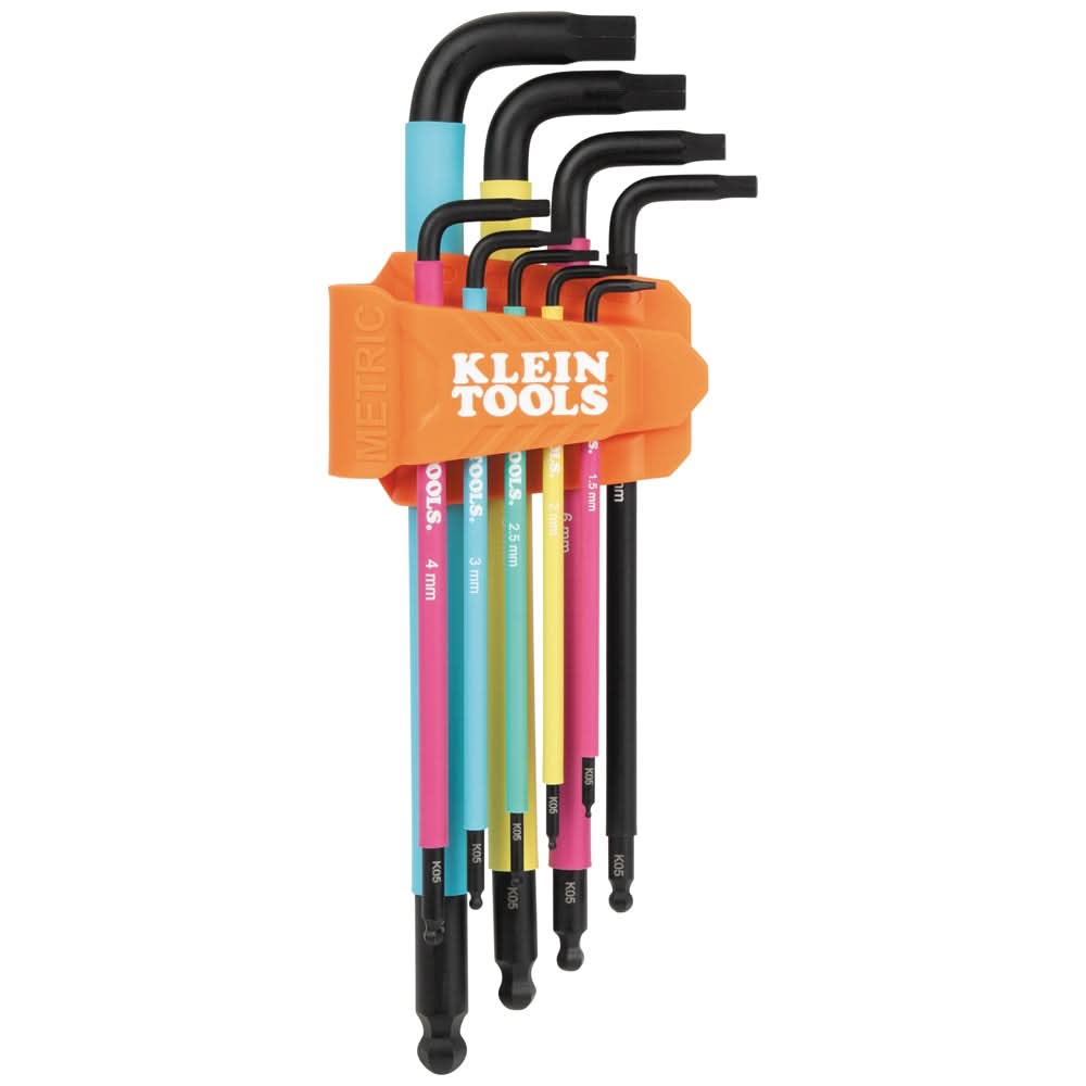 Klein Tools BLS9M 9-Piece Color Coded Extra Long L-Style Hex Key Set ...