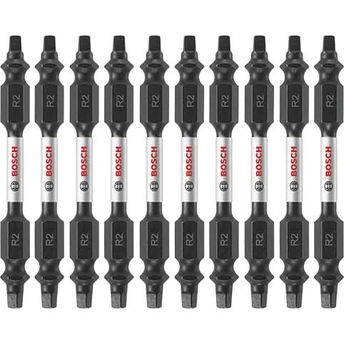 Bosch ITDESQ225B 10-Piece Impact Tough 2.5 In. Square #2 Double-Ended ...