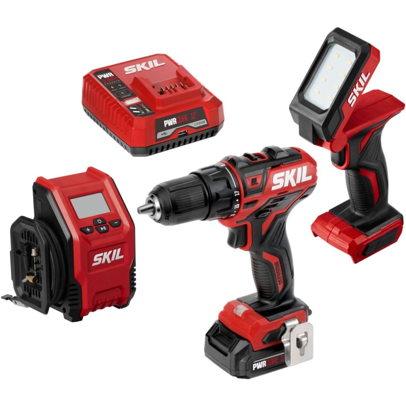 SKIL CB7431-10 PWR CORE 12 Brushless 12V 3-Tool Combo Kit with PWR JUM ...