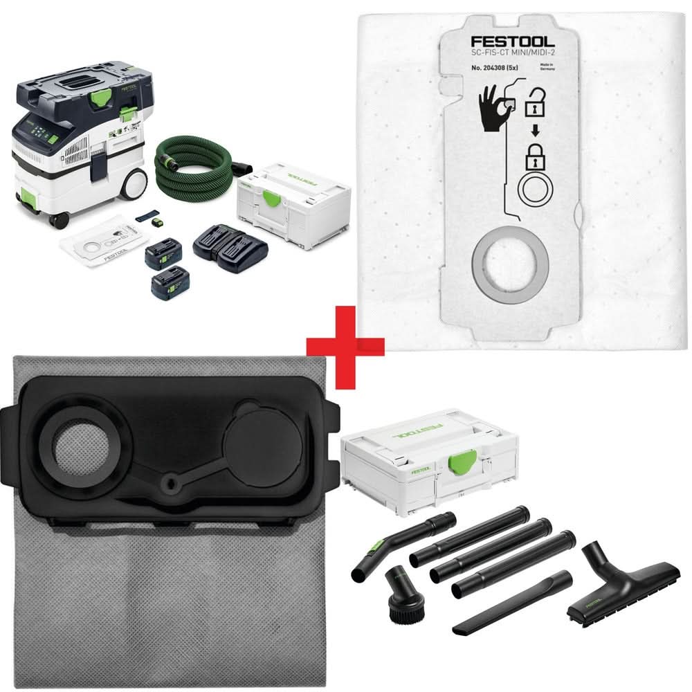 Festool CTC MIDI I Cordless 36V Mobile HEPA Dust Extractor Pro Bundle ...