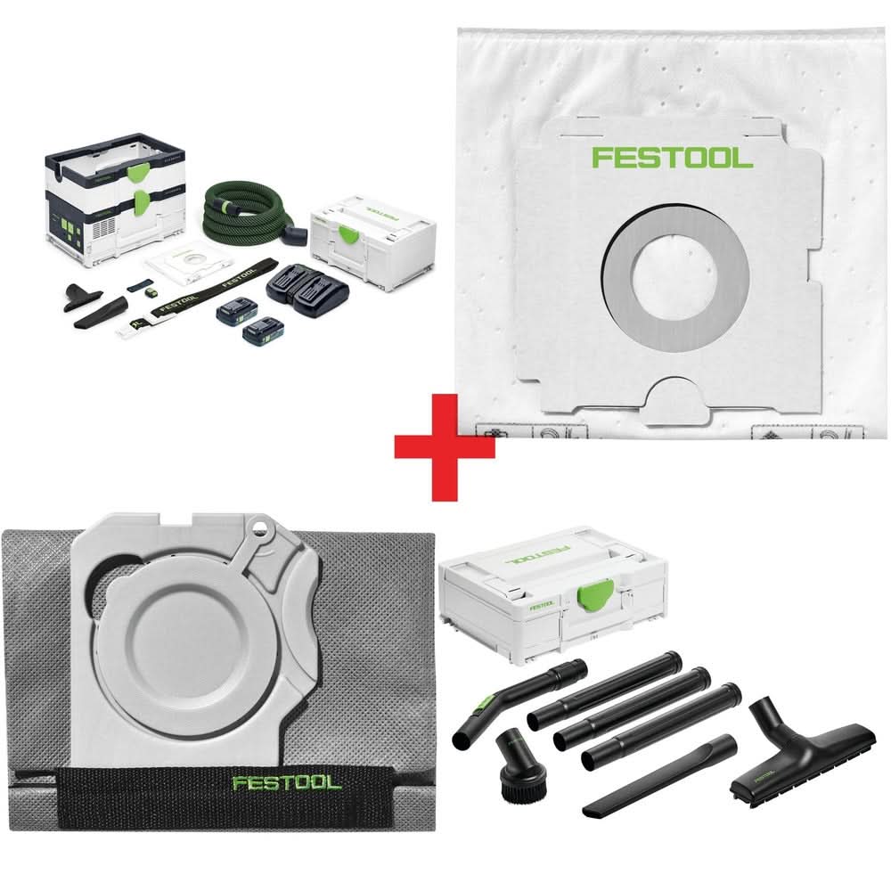 Festool CTC SYS Cordless 36V Mobile HEPA Dust Extractor Pro Bundle ...
