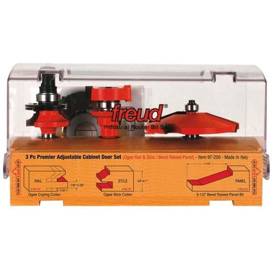 Freud 97-250 3 Piece Premier Adjustable Cabinet Router Bit Set – Tool Nut