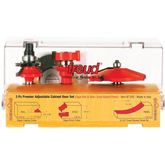 Freud 97-252 3 Piece Premier Adjustable Cabinet Router Bit Set – Tool Nut