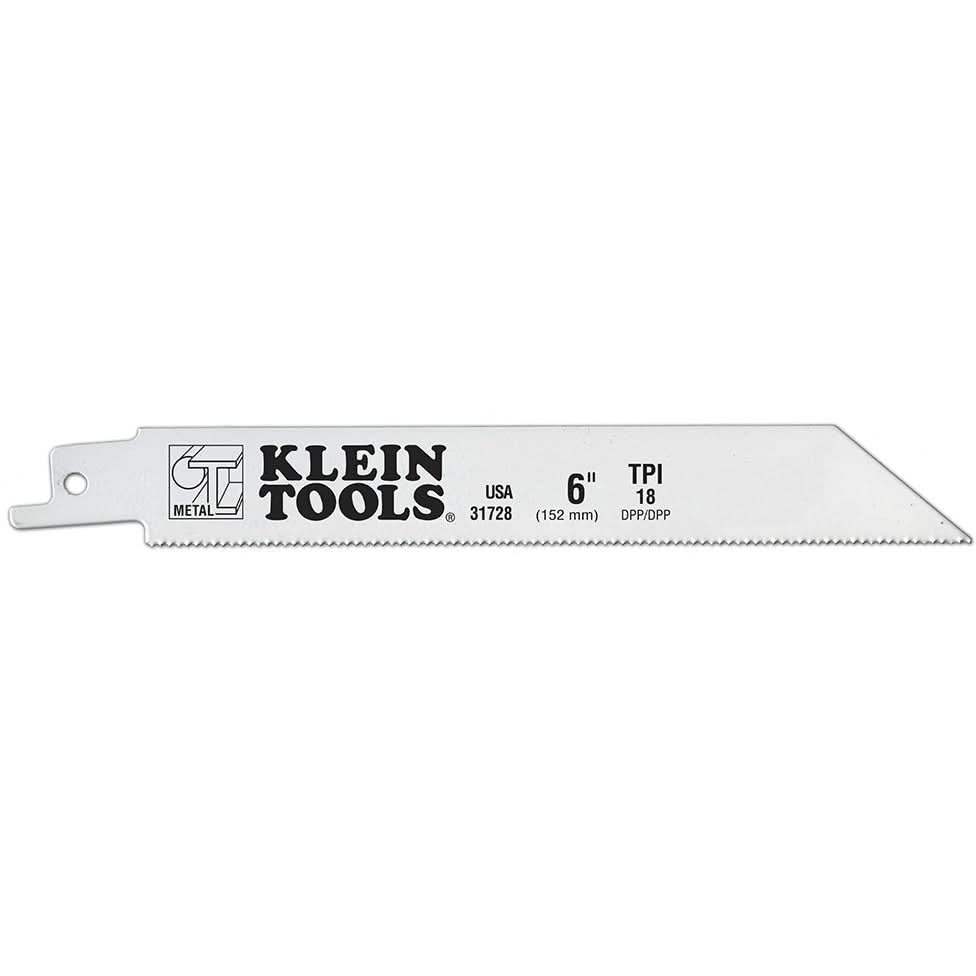 Klein 31728 Reciprocating Saw Blade, 6", .035 wide, 18 TPI, for Heavy ...