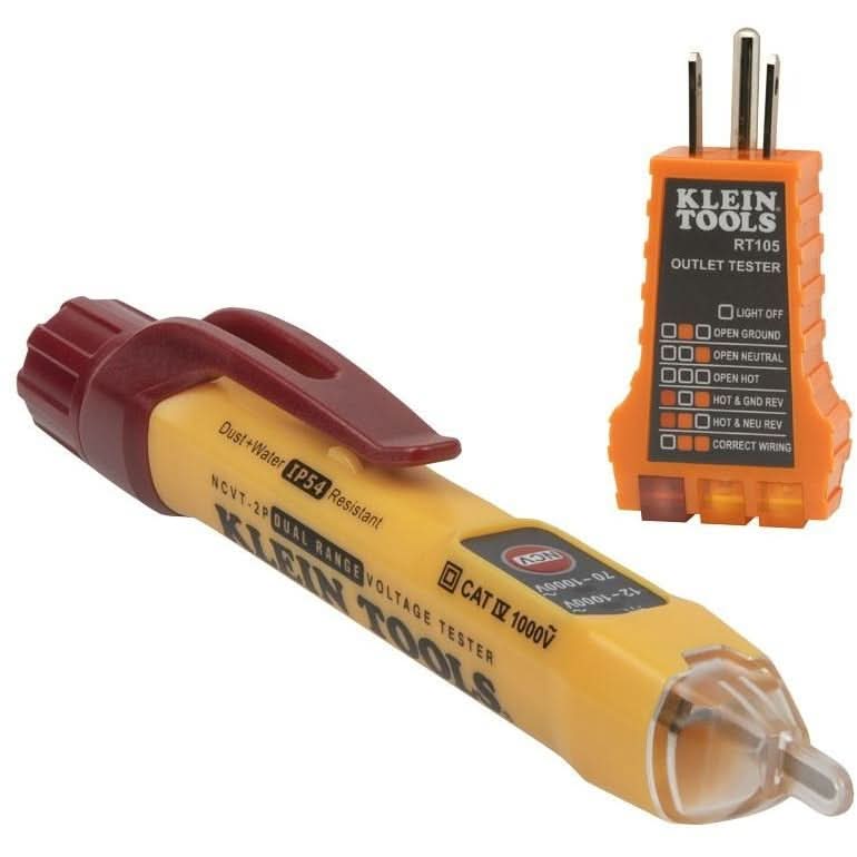 Klein NCVT2PKIT Dual Range Non-Contact Voltage Tester with Receptacle ...