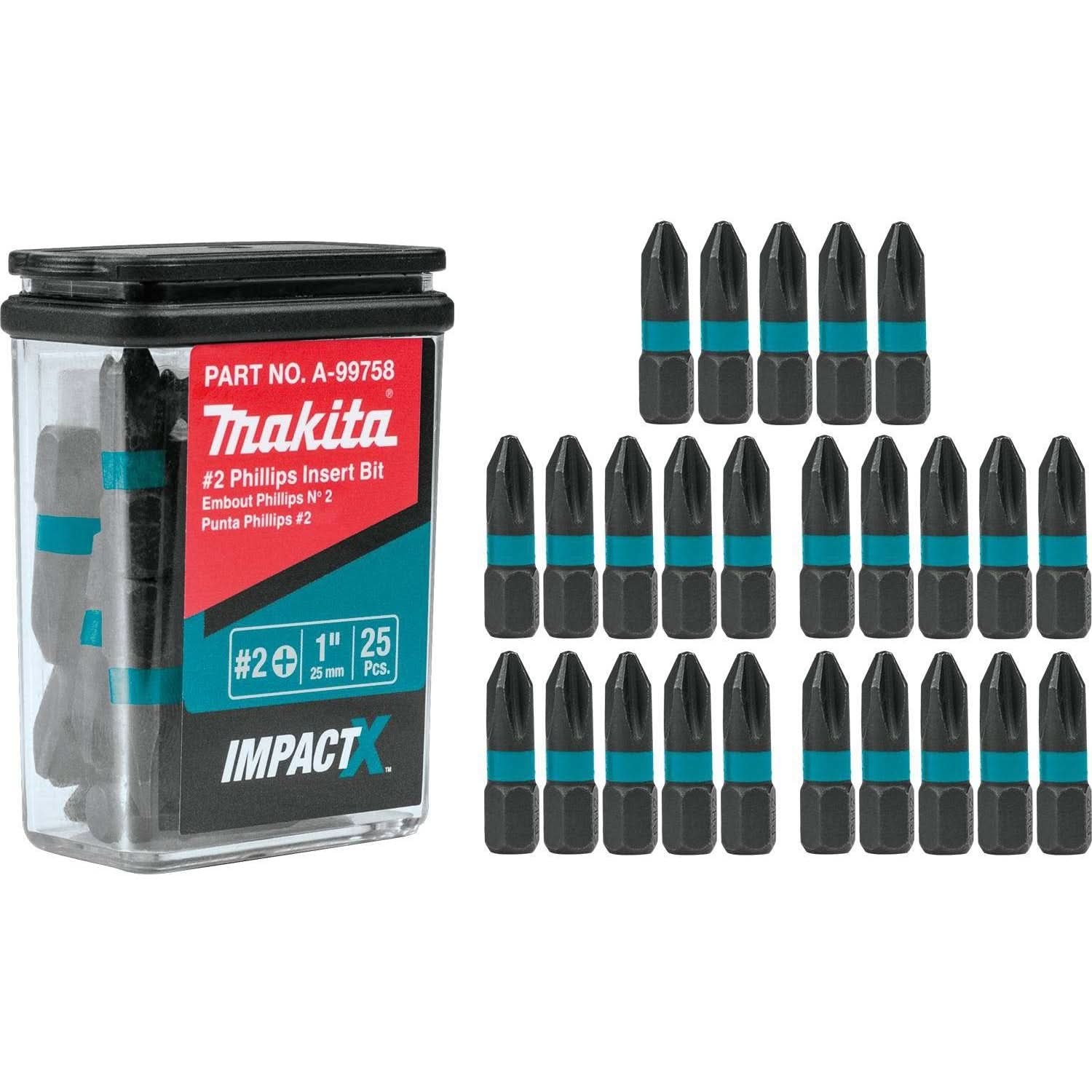 Makita A-99758 ImpactX #2 Phillips 1" Insert Bit, 25/pk – Tool Nut