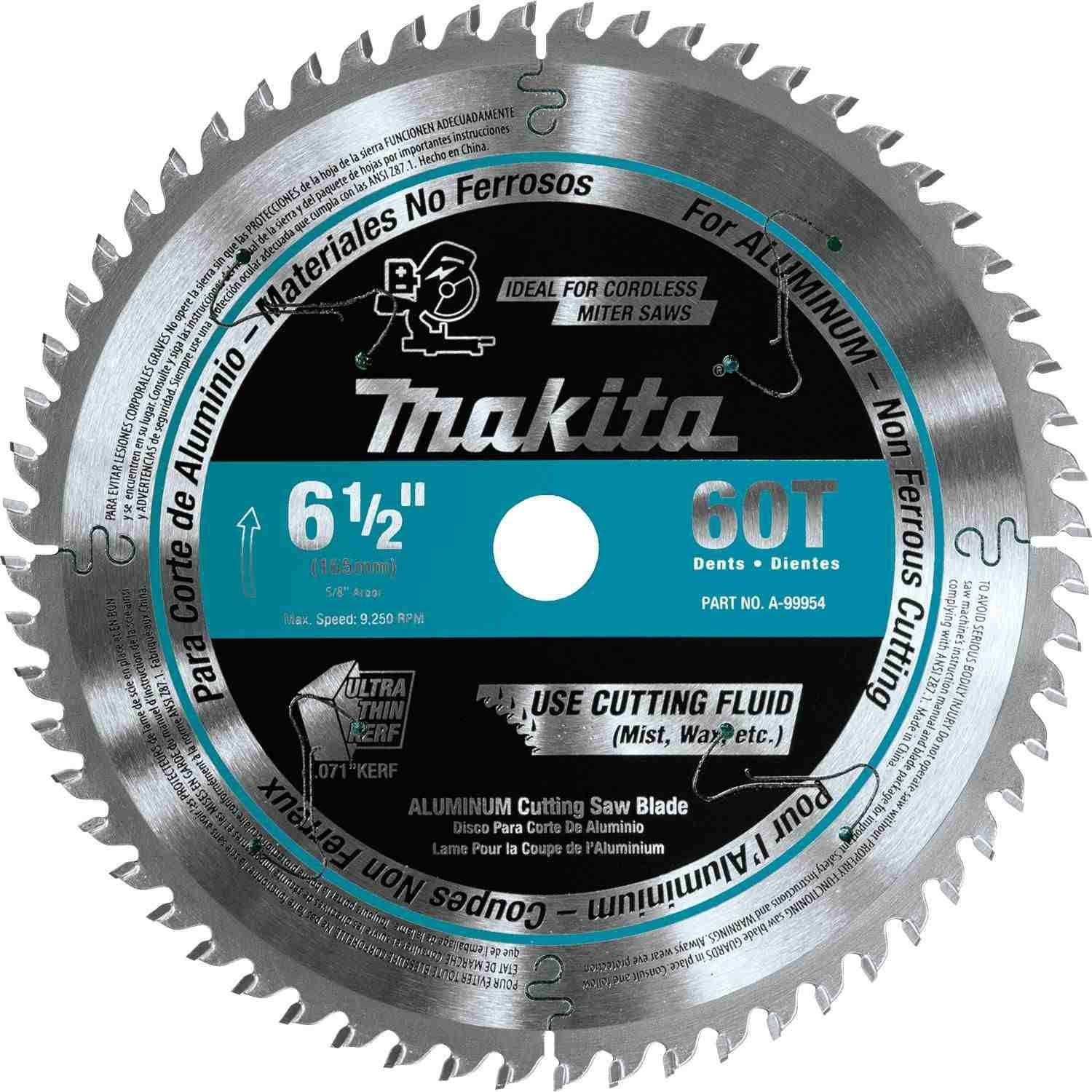 Makita A-99954 6-1/2" 60T Carbide-Tipped Ultra-Thin Kerf Saw Blade, Al ...