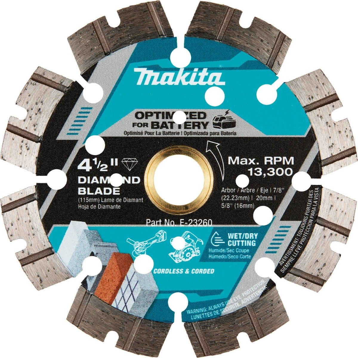 Makita E-23260 4-1/2" Thin Kerf Diamond Blade, Segmented, General Purp ...