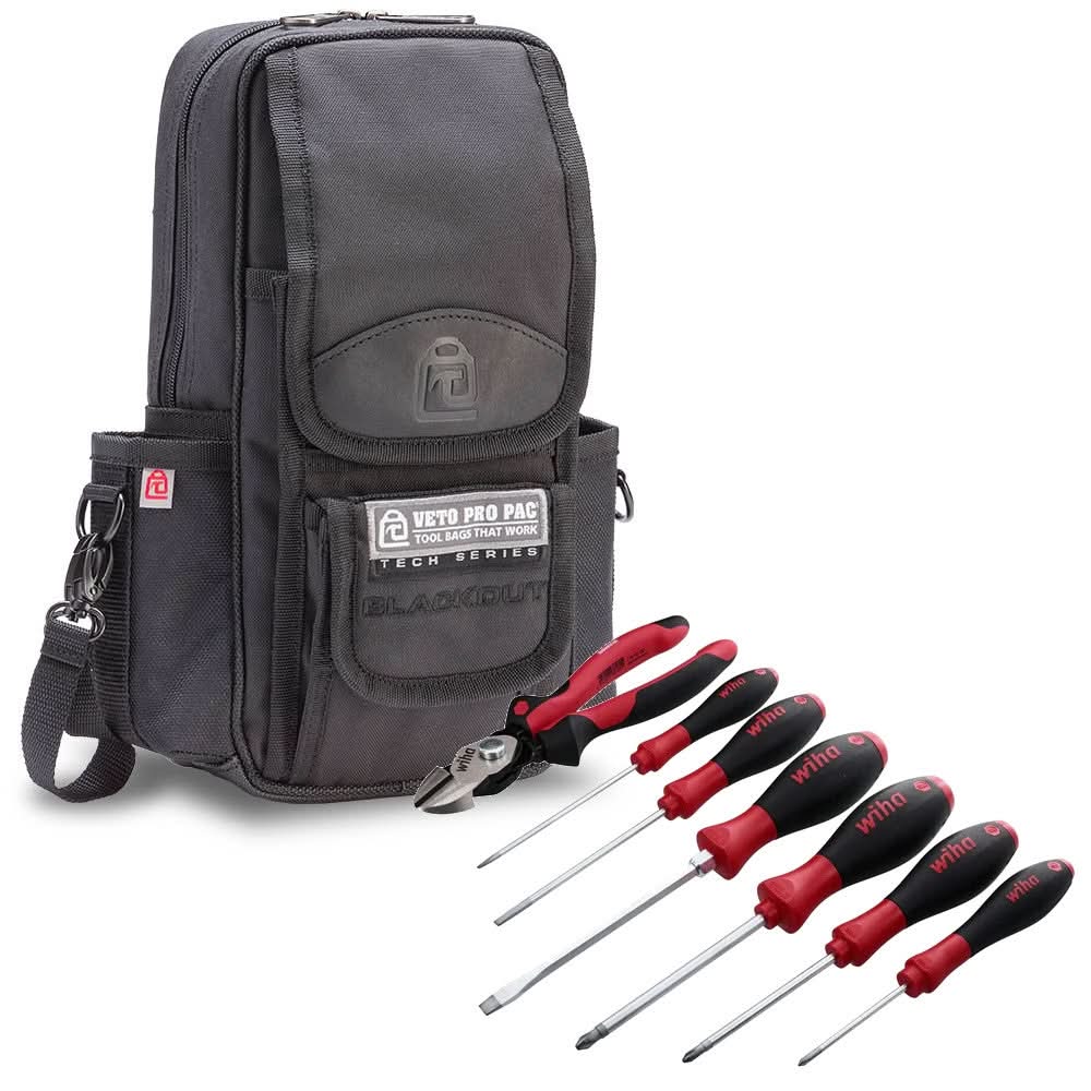 Veto Pro Pac Medium Sized Zippered Meter Bag with Wiha 7-Piece Industr ...