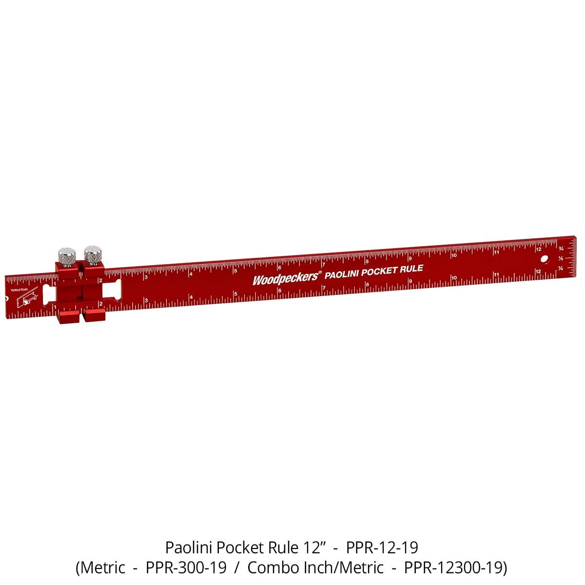 Woodpeckers PPR-12-19 Paolini Pocket Rule, 12" Aluminum – Tool Nut
