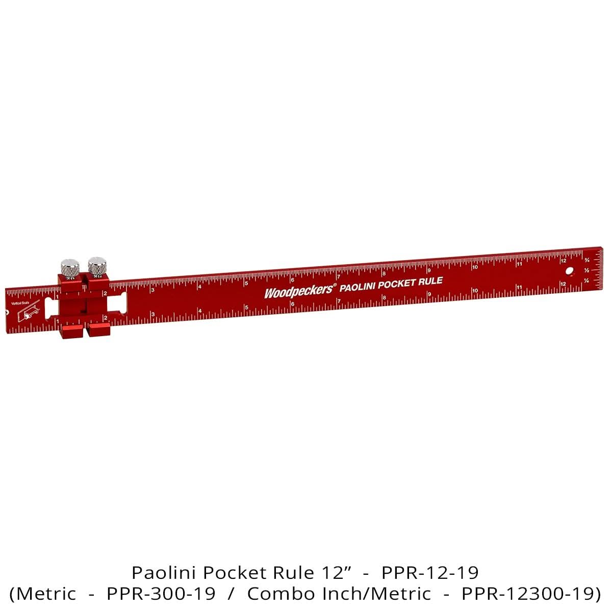Woodpeckers PPR-12300-19 Paolini Pocket Rule, 12"/300mm Aluminum – Tool Nut