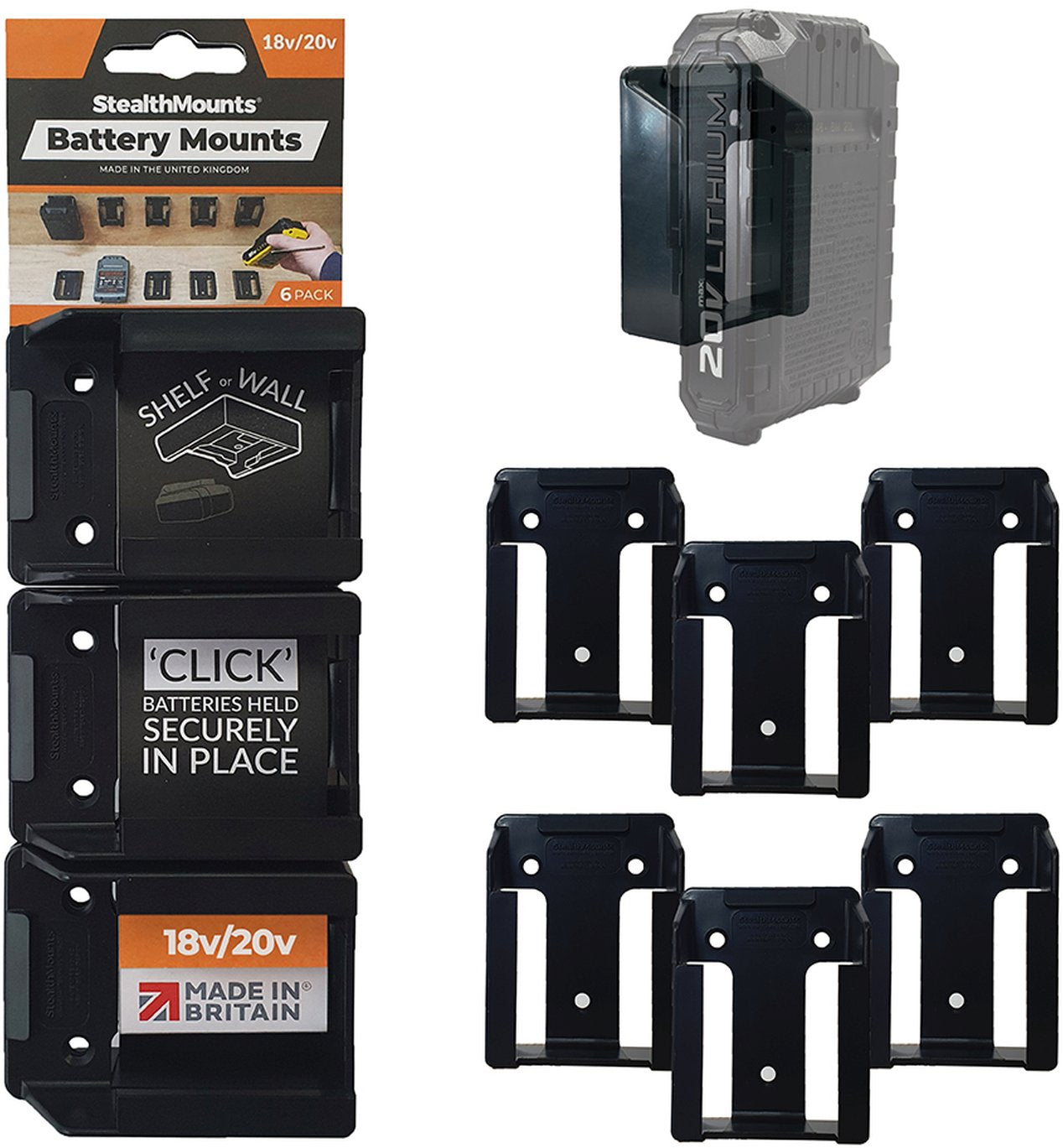StealthMounts Battery Mounts for Stanley Fat Max, Black & Decker & Por ...