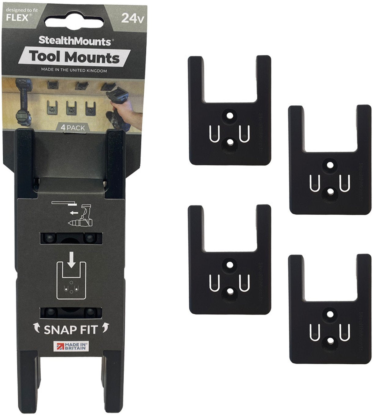 StealthMounts Tool Mounts for Flex 24V Black, 4-Pack – Tool Nut