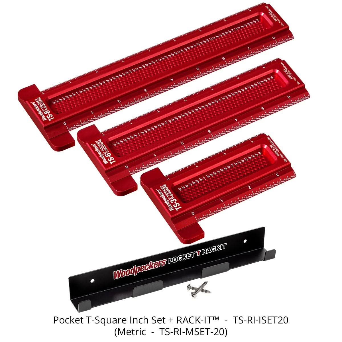 Woodpeckers TS-RI-ISET20 Pocket T-Square Inch Set And Rack-It – Tool Nut