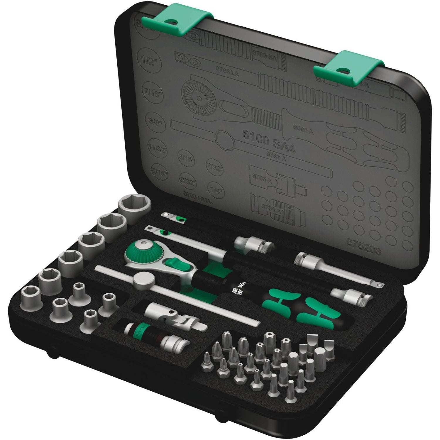 Wera 8100 Sa 4 Zyklop Speed Ratchet Set, 1/4-in. Drive, Imperial, 41-P ...