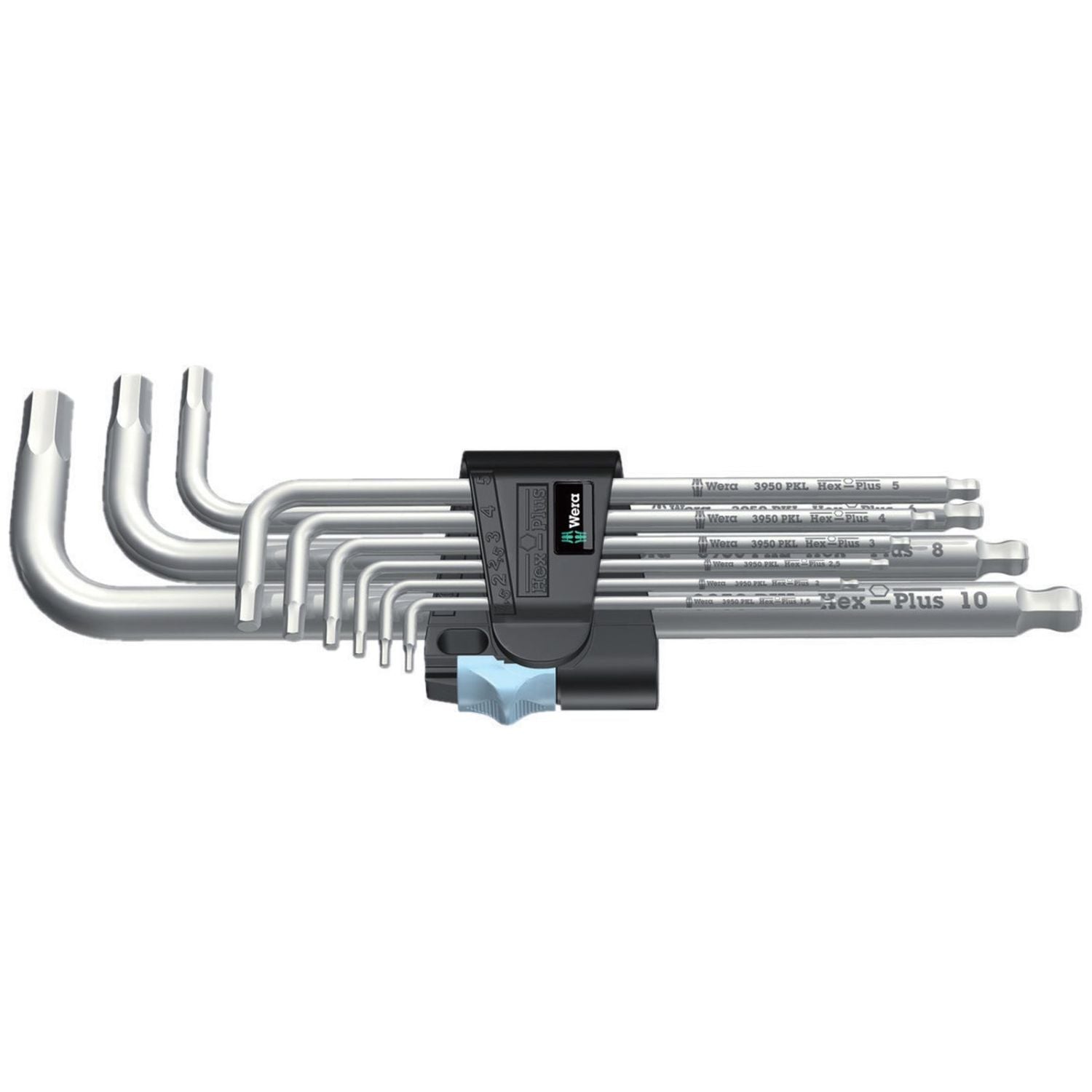 Wera 3950/9 Hex-Plus Stainless 1 L-Key Set, Metric, Stainless, 9-Piece ...