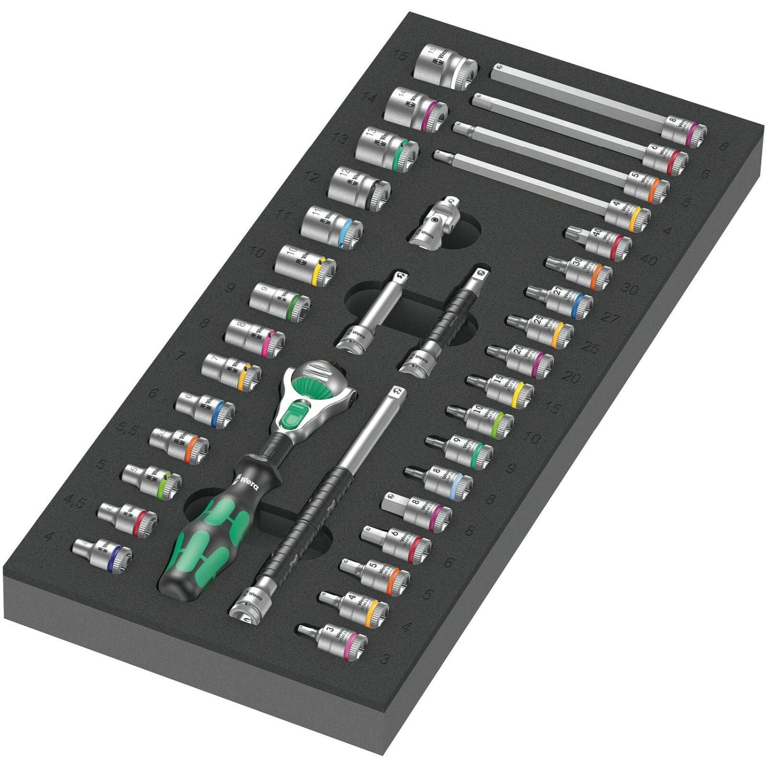 Wera 9720 Foam Insert 8000 A Zyklop 1/4-in. Ratchet Set 1, 37-Pieces ...