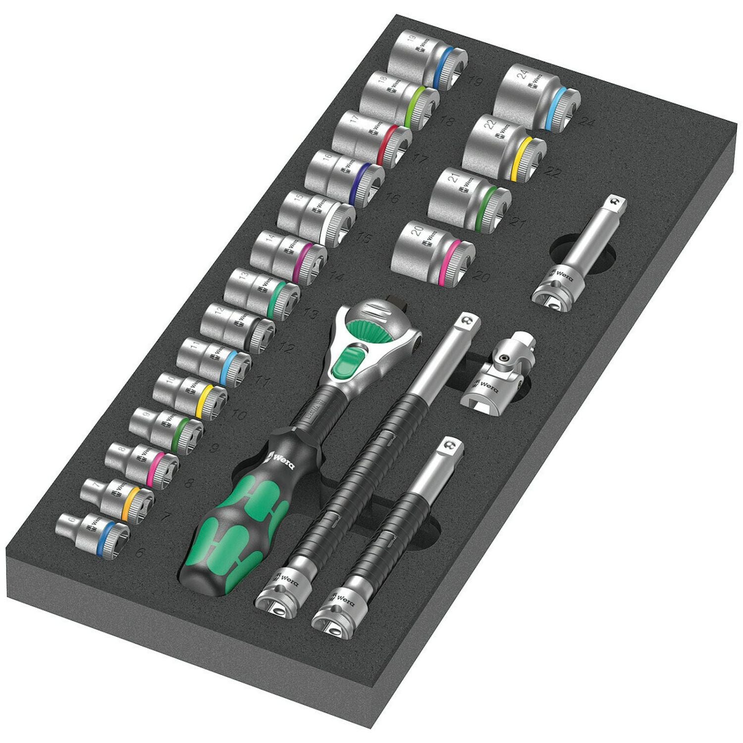 Wera 9721 Foam Insert 8000 B Zyklop 3/8-in. Ratchet Set 1, 23-Pieces ...