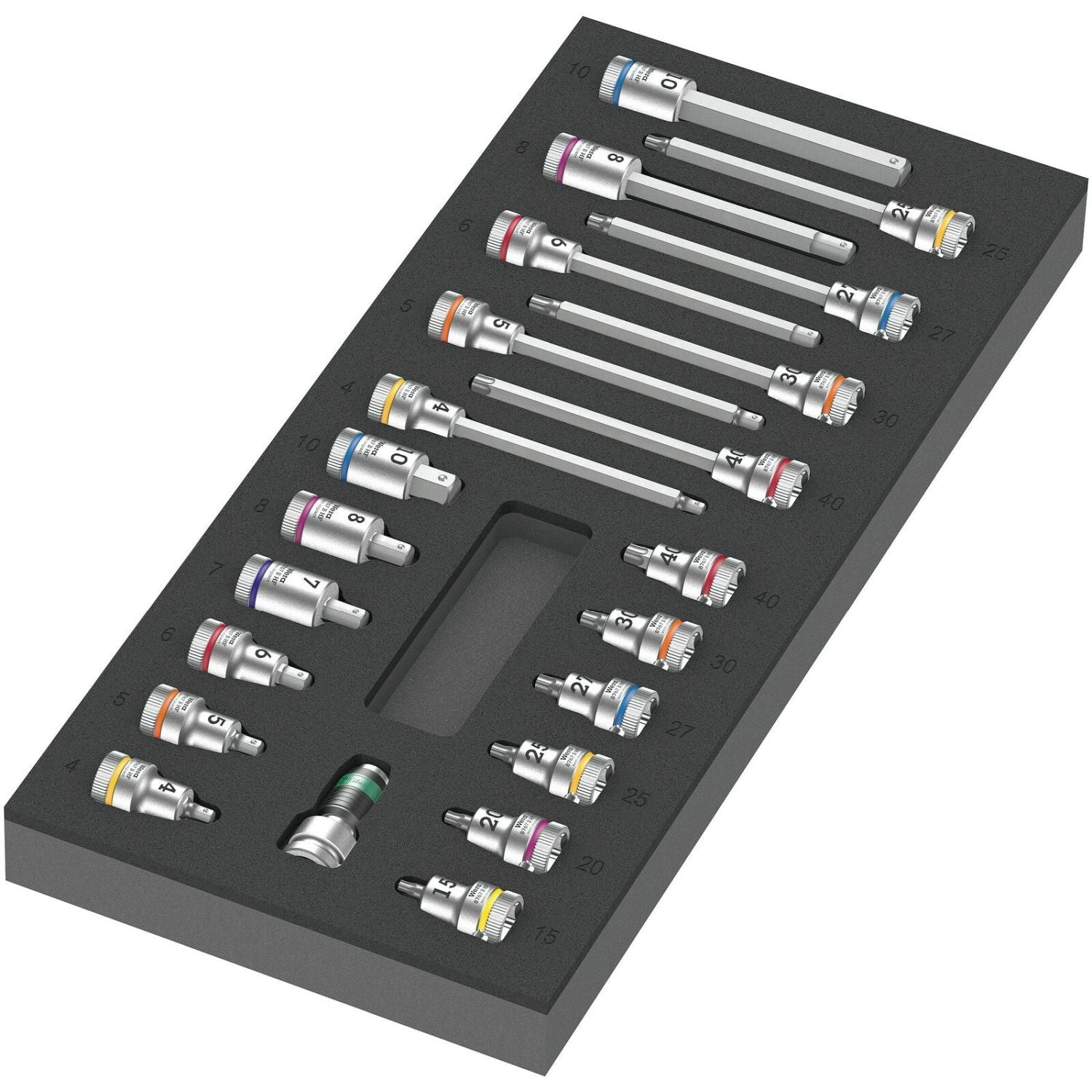 Wera 9723 Foam Insert Zyklop B 3/8-in. Bit Socket Set 1, 22-Pieces ...