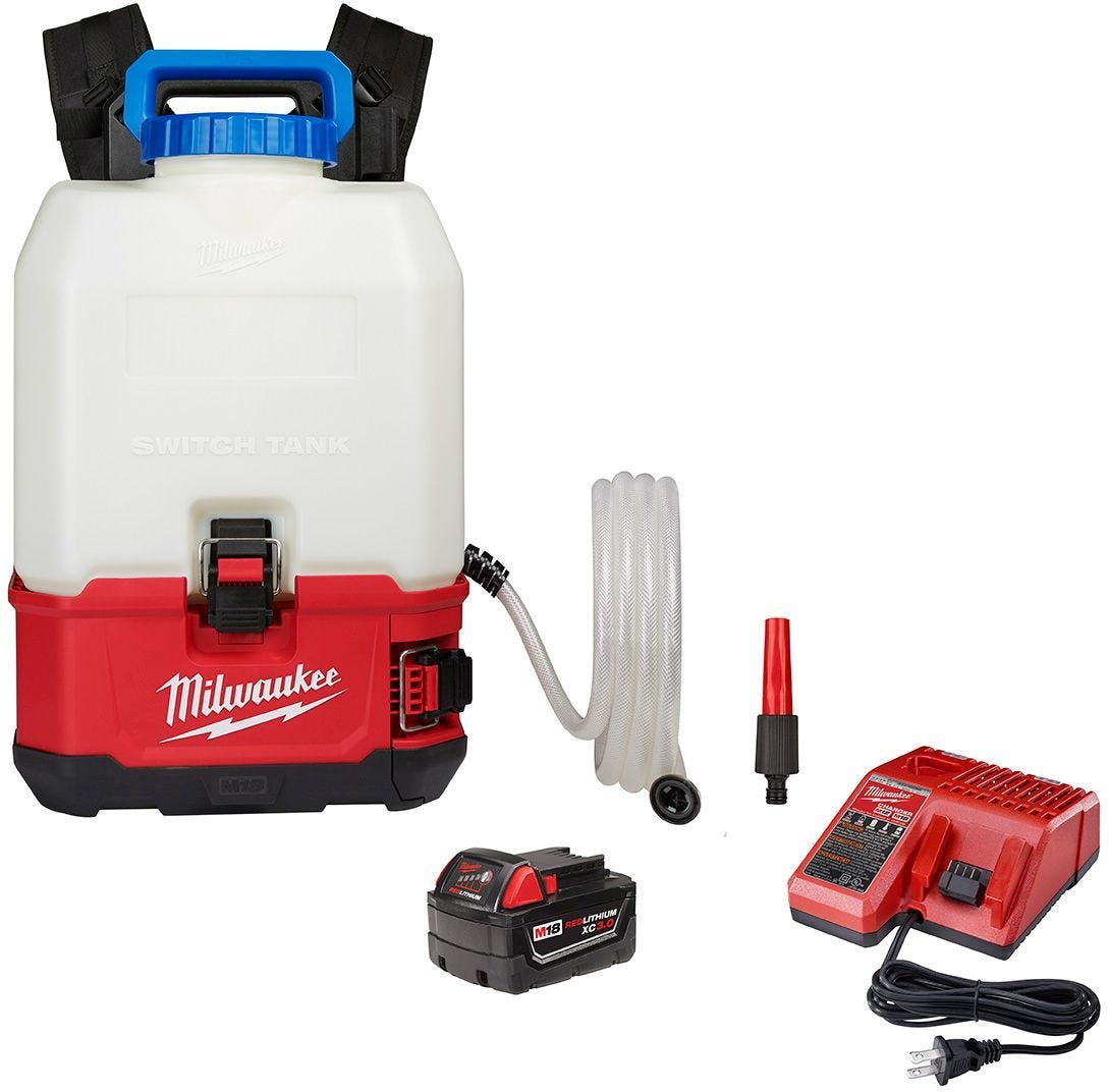 Milwaukee 2820 21WS M18 SWITCH TANK 4 Gallon Backpack Water Supply Sprayer 3.0Ah Kit