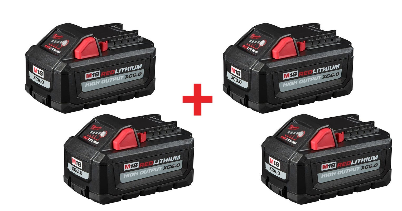Milwaukee M18 REDLITHIUM HIGH OUTPUT XC 6.0Ah Battery 4 Pack