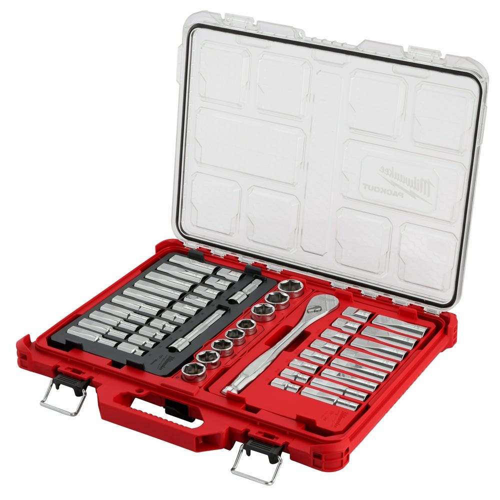 Milwaukee 48 22 9487 47pc 1 2 Drive Ratchet Socket Set with PACKOUT Organizer