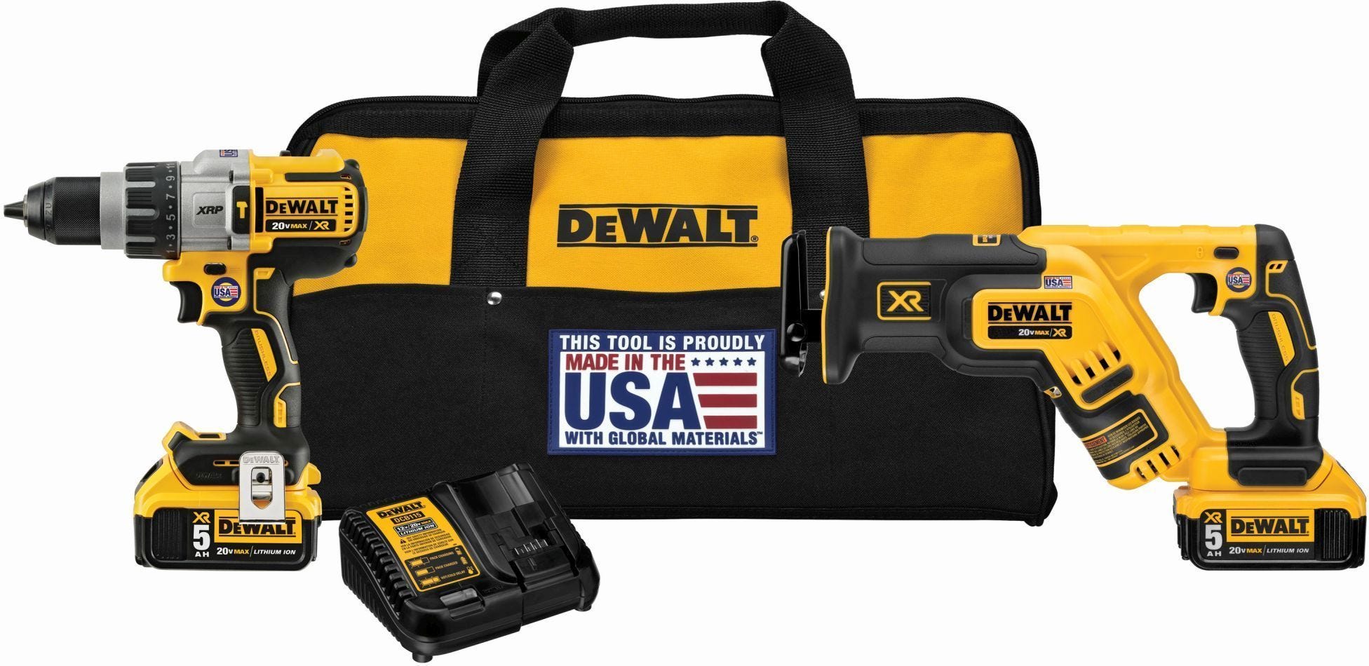 DeWalt DCK294P2 20V MAX Cordless Brushless XR Hammerdrill Reciprocating Saw 5.0Ah Combo Kit ToolNut